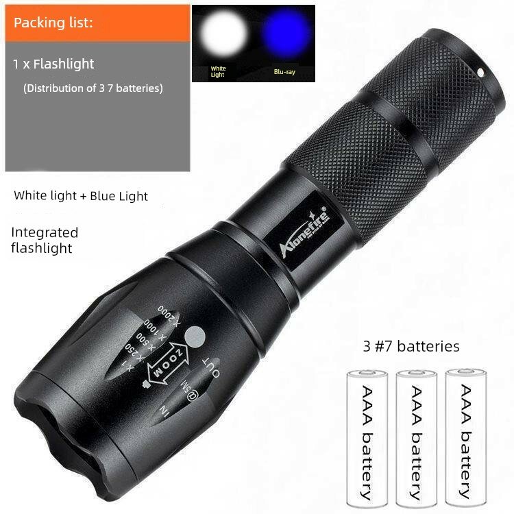 Светодиодный фонарик с синим светом, перезаряжаемый, для дома и улицы, светодиодный, ультраяркий, дальнего действия,