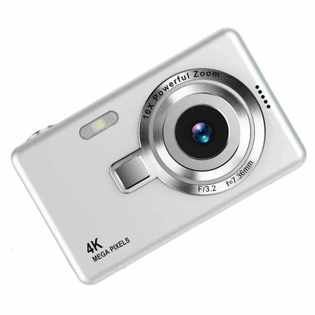 4K Digital Camera 96MP для фотографии и флога с флип -экраном, Серебро