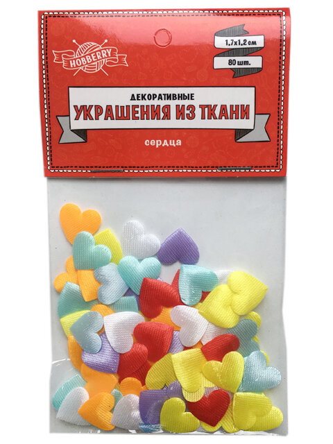 Декоративные украшения из ткани Проф-пресс  "сердца", набор 80 шт размер 1.7х1.2 см (ТХ-9125)