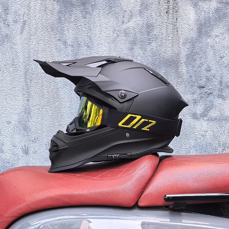 Мотоциклетный шлем с объективом, защитный шлем для мотокросса, квадроцикла, Черный, М, 8