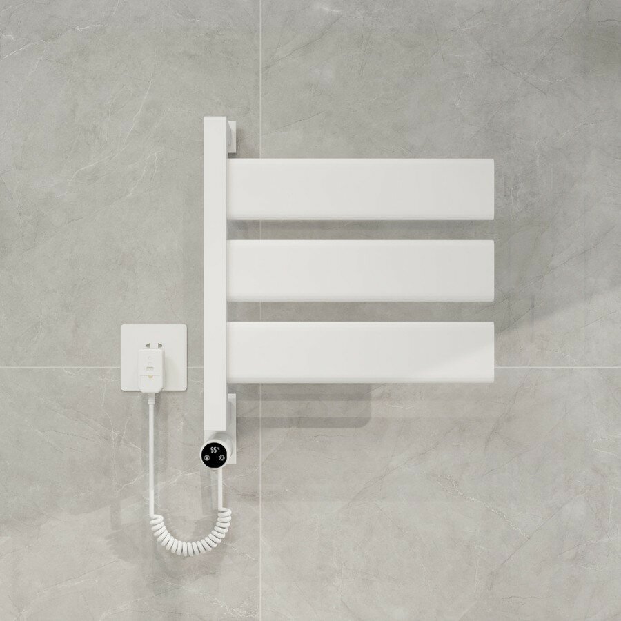 Космический алюминиевый умный электрический подогреваемый полотенцесушитель с постоянной температурой, вращающаяся стойка для хранения из нержавеющей стали без сверления