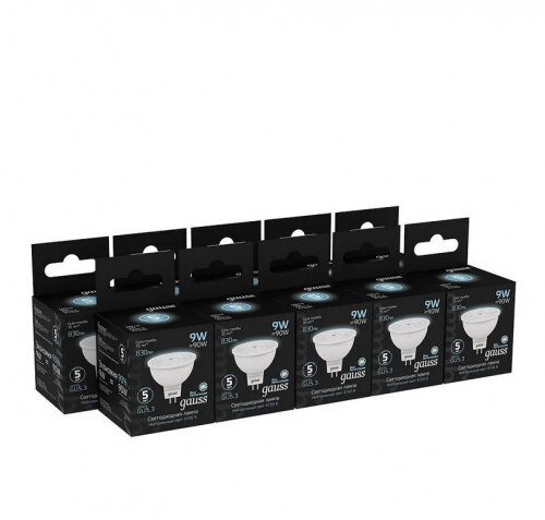 Светодиодная лампа Gauss MR16 9W 830lm 6500K GU5.3 LED (упак 10шт)