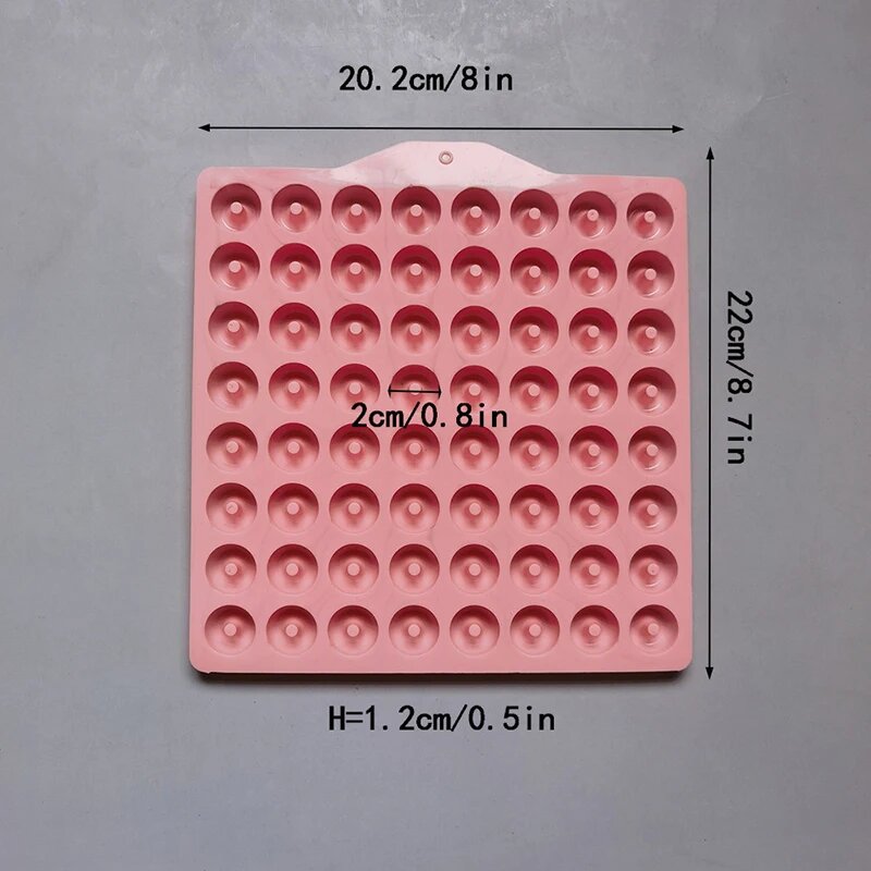 Силиконовая форма для мини-пончиков WHPHous 64 ячеек Розовый, A 20.2x22cm