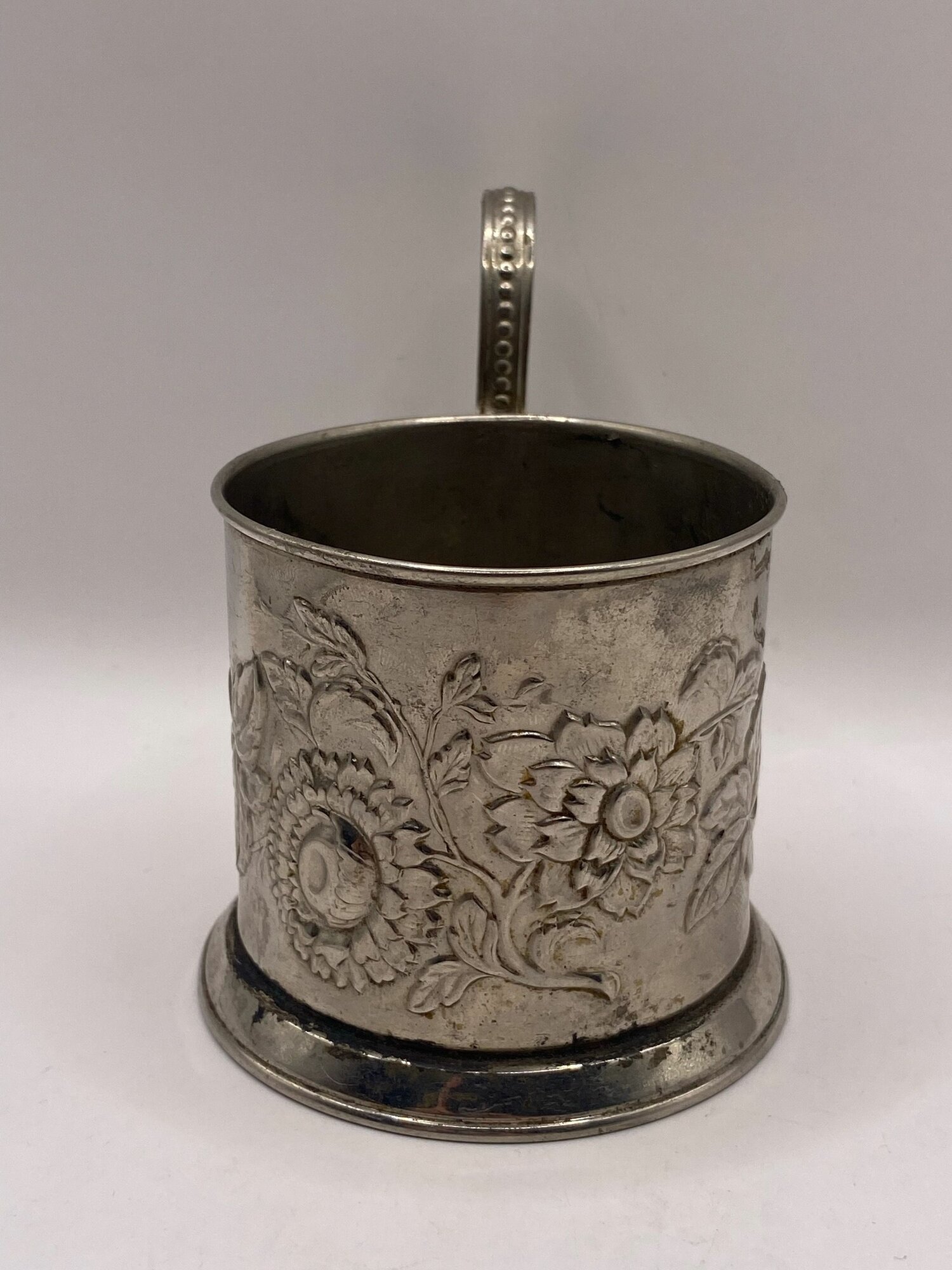 Подстаканник "Подсолнух" Мельхиор, СССР. Московский ювелирный завод.