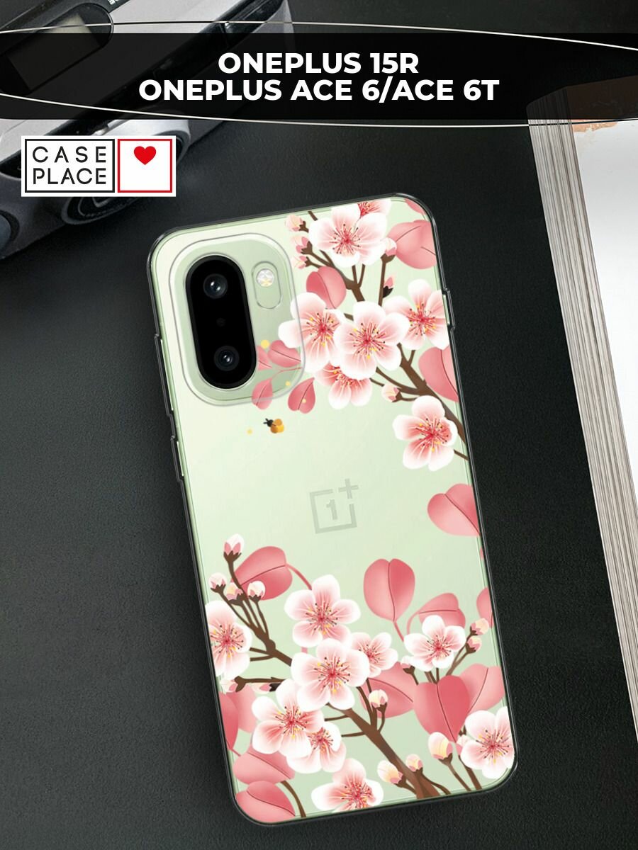 Чехол на OnePlus 15R/Ace 6/Ace 6T / ВанПлас 15Р/Эйс 6/Эйс 6Т с принтом Большая сакура, прозрачный