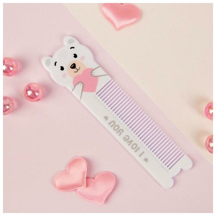 Расчёска Queen Fair «Мишутка», фигурная, белая, пластик, 14.7 / 3.8 см