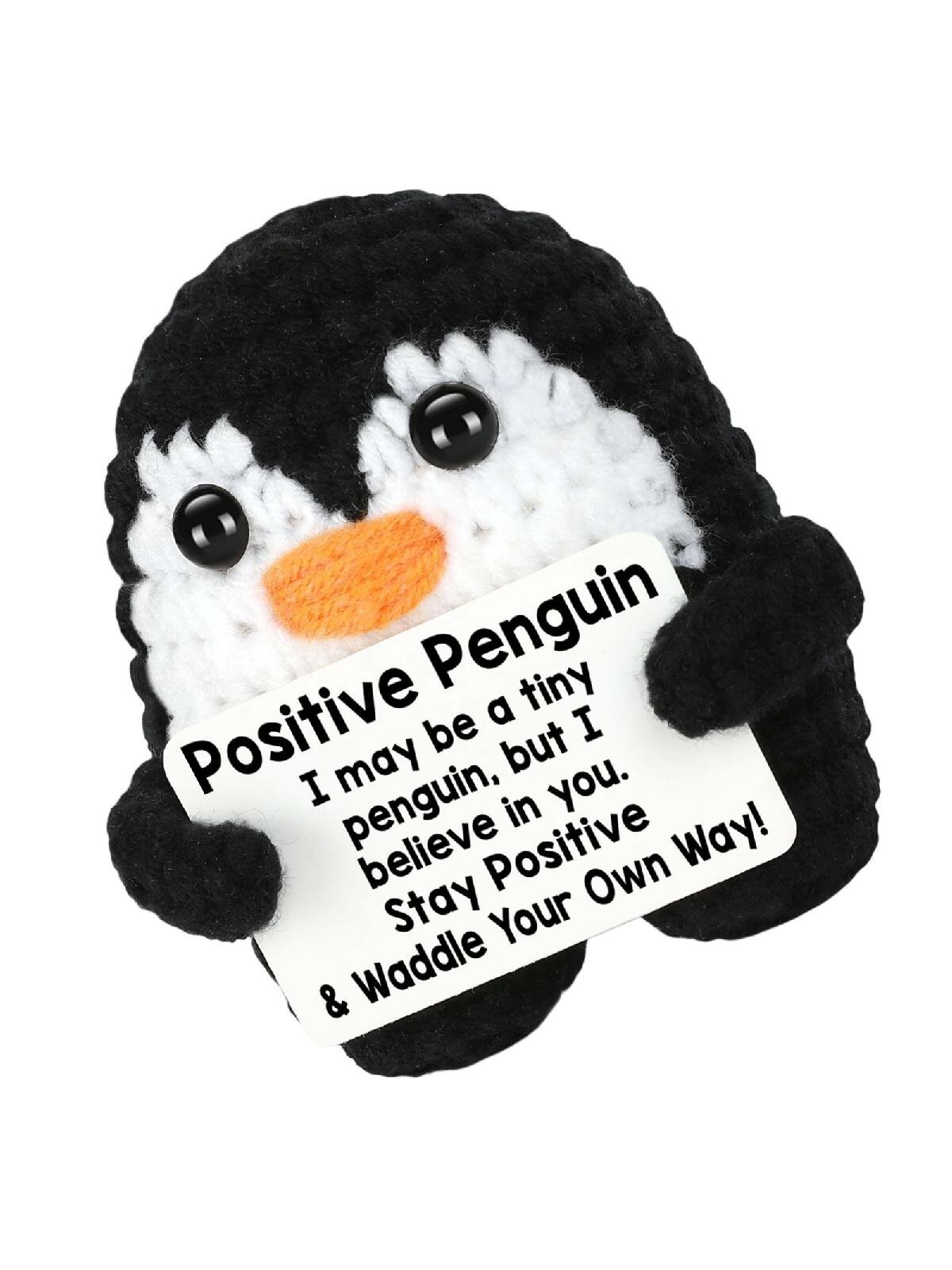 Handmade Crochet Penguins Doll Emotional Support Gift with Card for Loved Ones