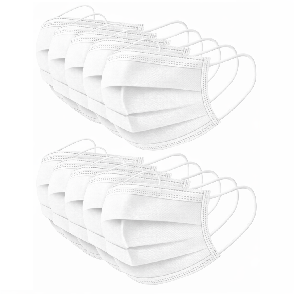 Маска гигиеническая одноразовая трехслойная с фиксатором для носа, 10 штук