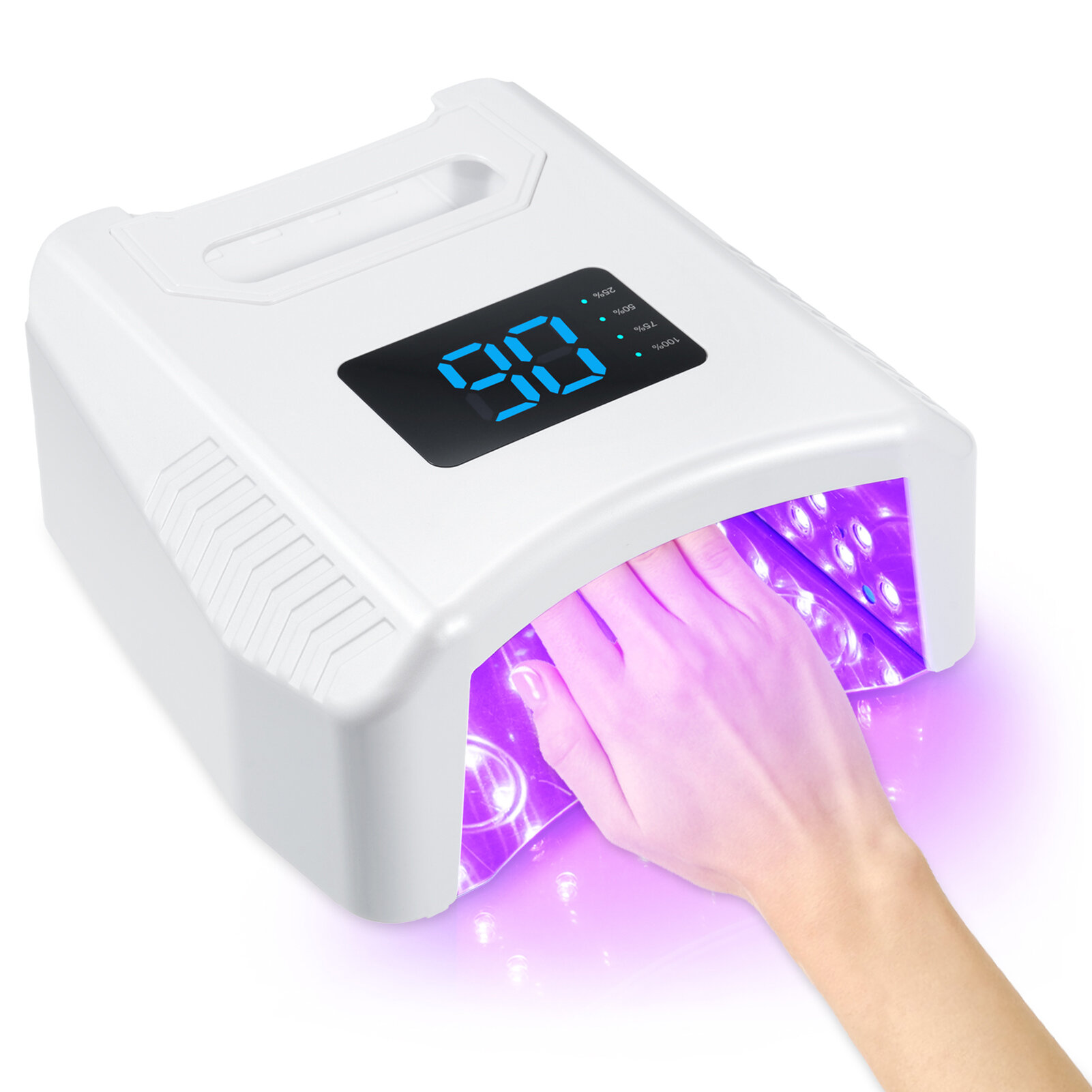 Беспроводная уф led лампа для ногтей 80w 52 светодиода сушка гель лака быстрая пальцев рук и ног полимеризация 4 таймера с автосенсором цифровым дисплеем салонный инструмент