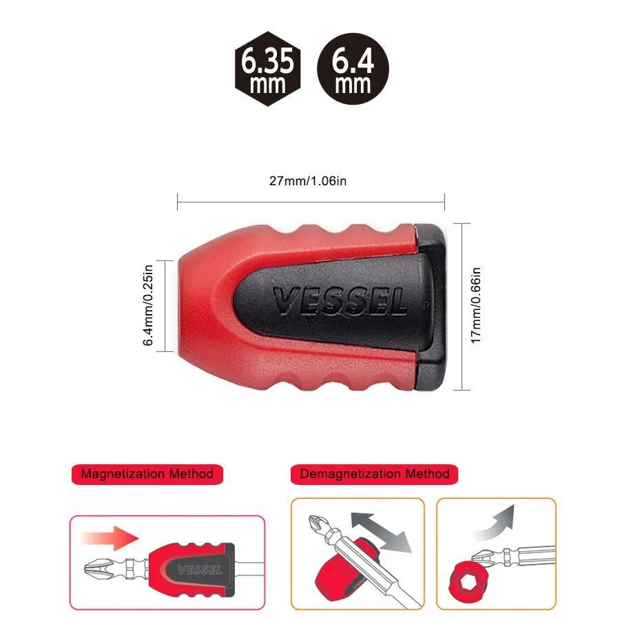 VESSEL, намагниченный держатель для винтов, 1/2PCS, магнитный держатель для бит, кольцевой битодержатель NMC-2P