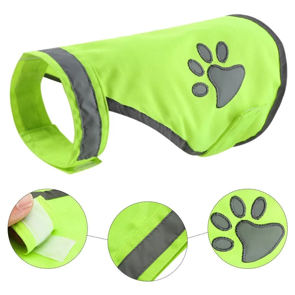 Собачья лапа Светоотражающая одежда для собак высокой видимости Hi Vis Viz Night Safety Dog Vest Пальто Размер S — фото 1
