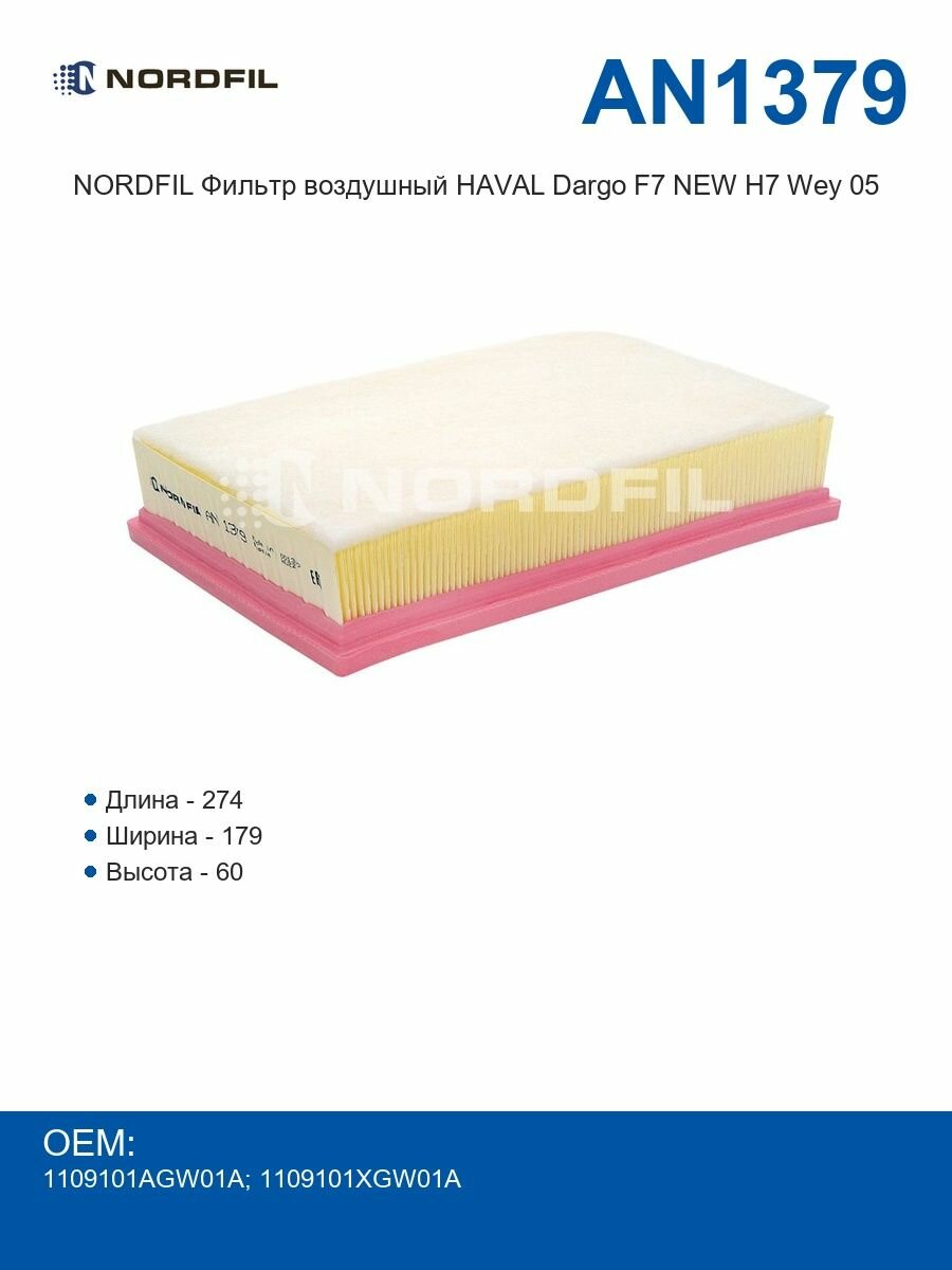 NORDFIL Фильтр воздушный HAVAL Dargo F7 NEW H7 Wey 05