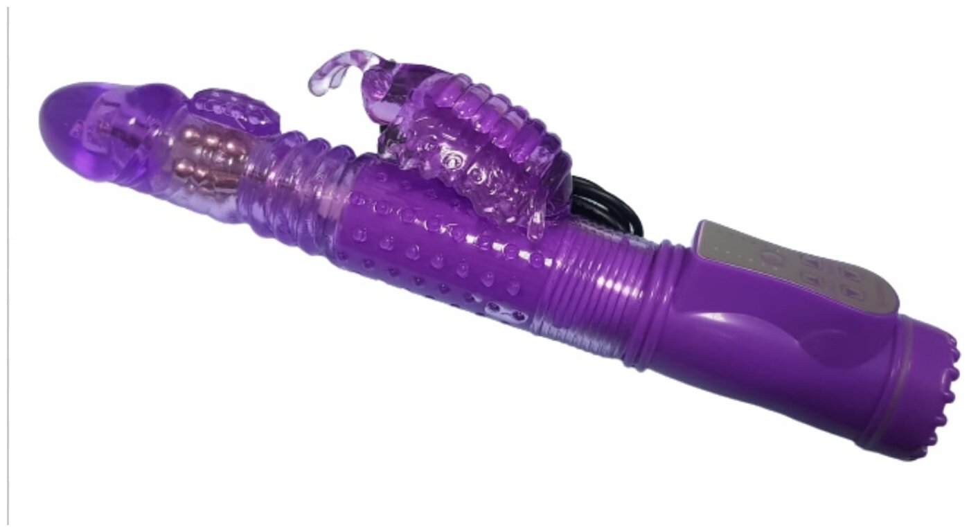 Вибратор MassX с бабочкой поступательный фиолетовый USB секс-игрушка для взрослых 18+