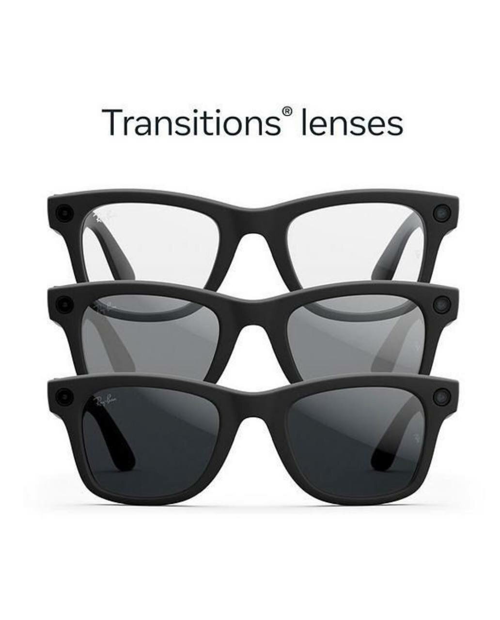 Умные Очки Ray-Ban Wayfarer (Gen 2) с камерой, Matte Black / Transitions Grey RW4012, размер L