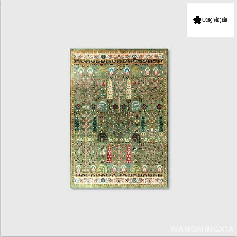 Абстрактный ковер 0.6x0.9 м из кашемирового хлопка в бестселлер коричневозеленом цвете