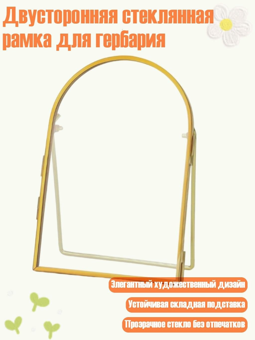 Двусторонняя стеклянная рамка для гербария, арка