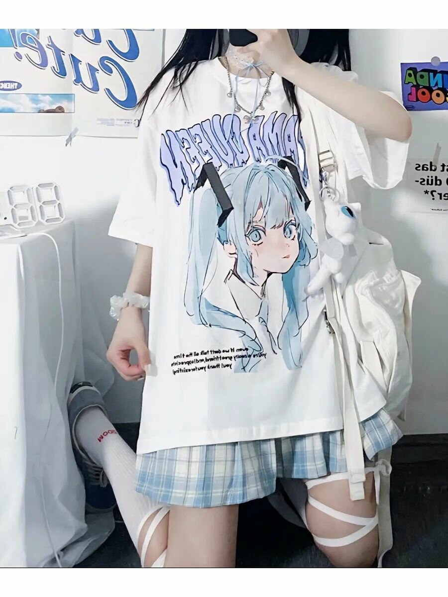 Футболка Аниме оверсайз с принтом – стильный и комфортный вариант для девушек и подростков