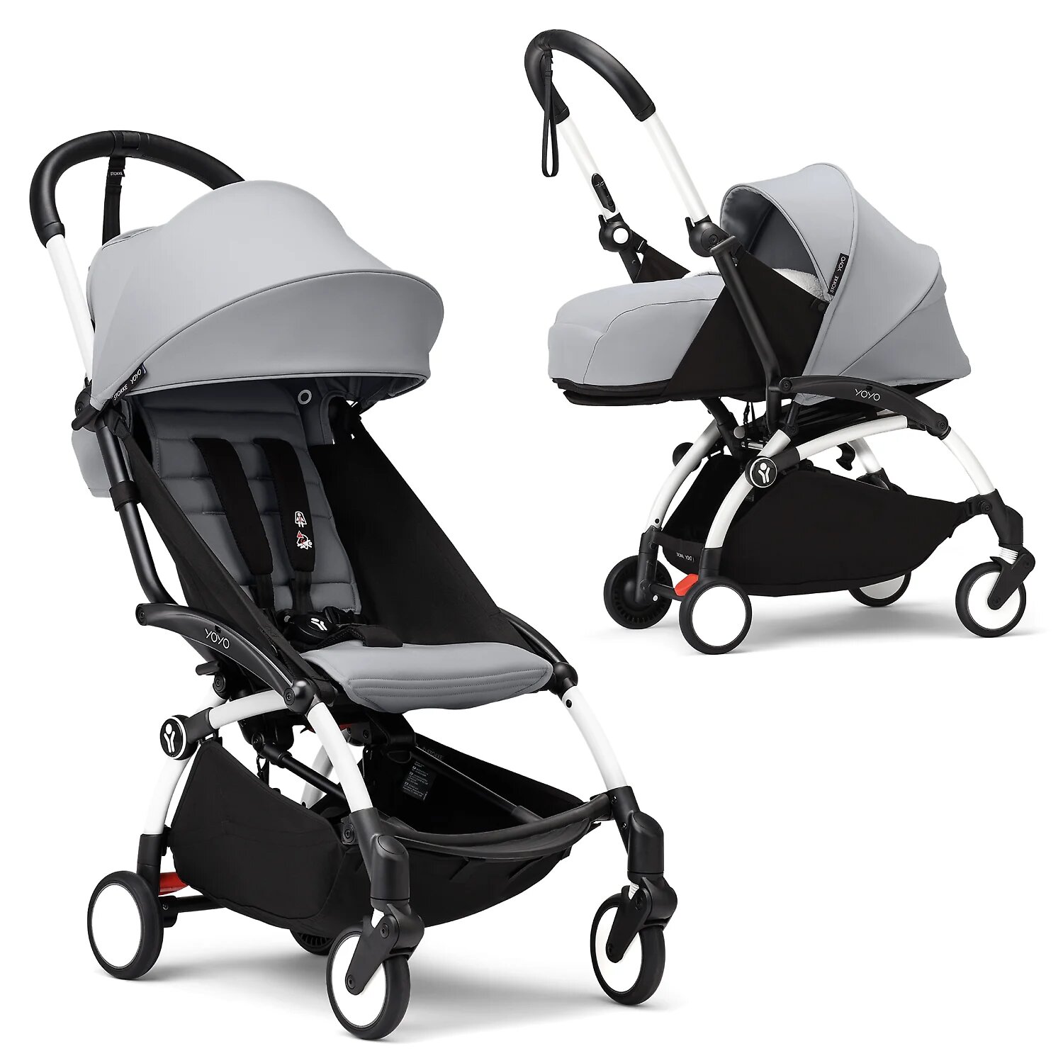 Детская коляска 2в1 Stokke YOYO 3 + Newborn Pack 0+, цвет Stone / White Frame (Серый / Белая рама)