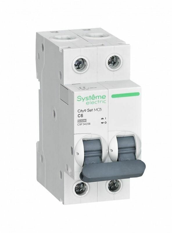 Выключатель автоматический Systeme Electric модульный, двухполюсный, C 6А, 4.5кА, 230В