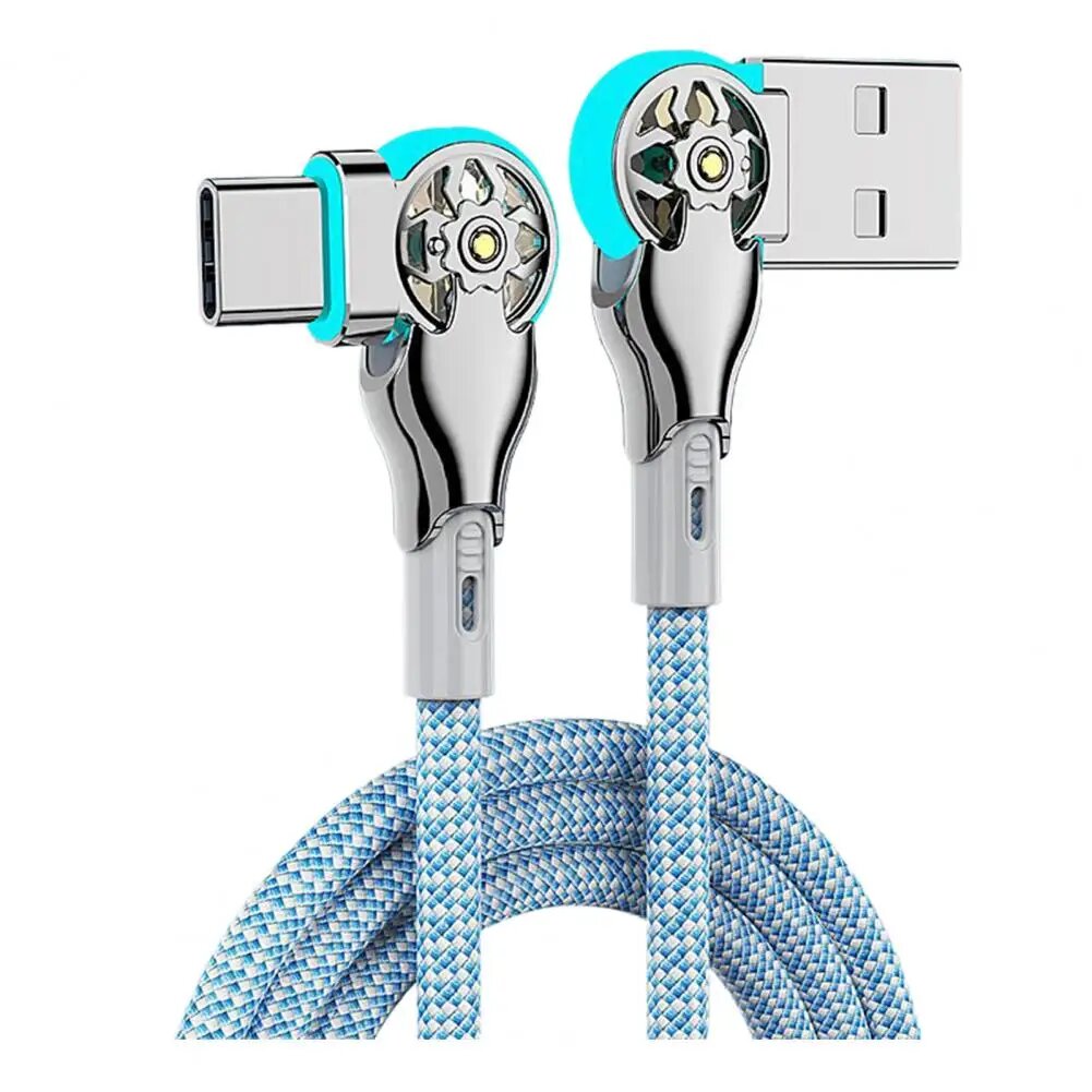 Двойной локоть USB C-кабель под углом 180 градусов, 3 А, быстрая зарядка и синхронизация данных, шнур для зарядки с нейлоновой оплеткой для большинства телефонов