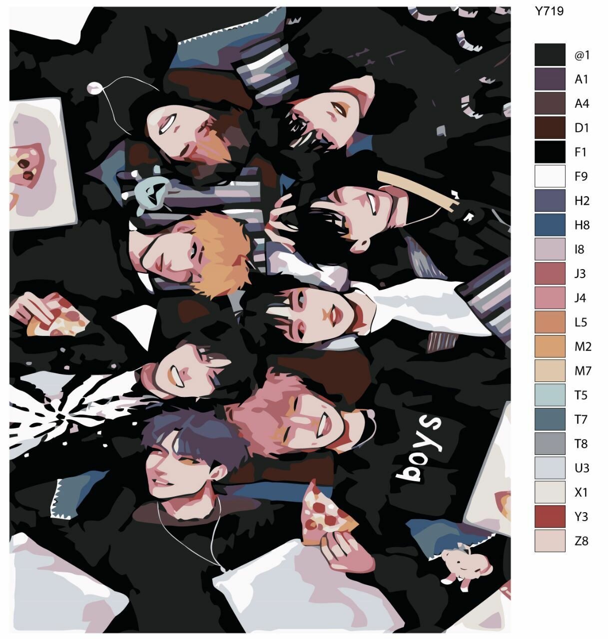 Картина по номерам Y719StrayKids "K-pop группа - Stray Kids (Стрей Кидс)" 60x80 см
