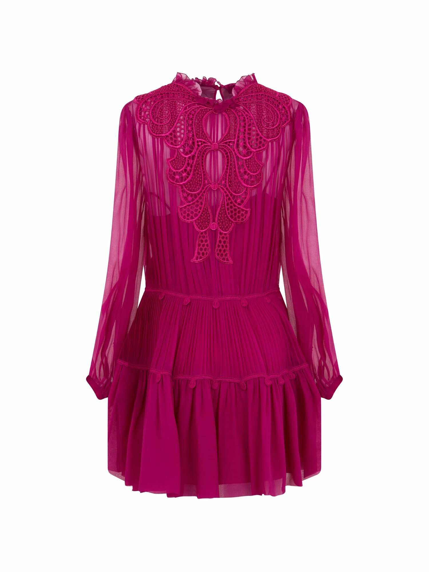 Платье Lace-trimmed pleated mini dress