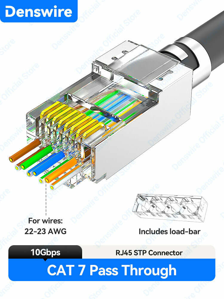 10 шт, коннектор RJ45 STP CAT7 для витой пары , прозрачный 8P8C экранированный для кабеля кат7