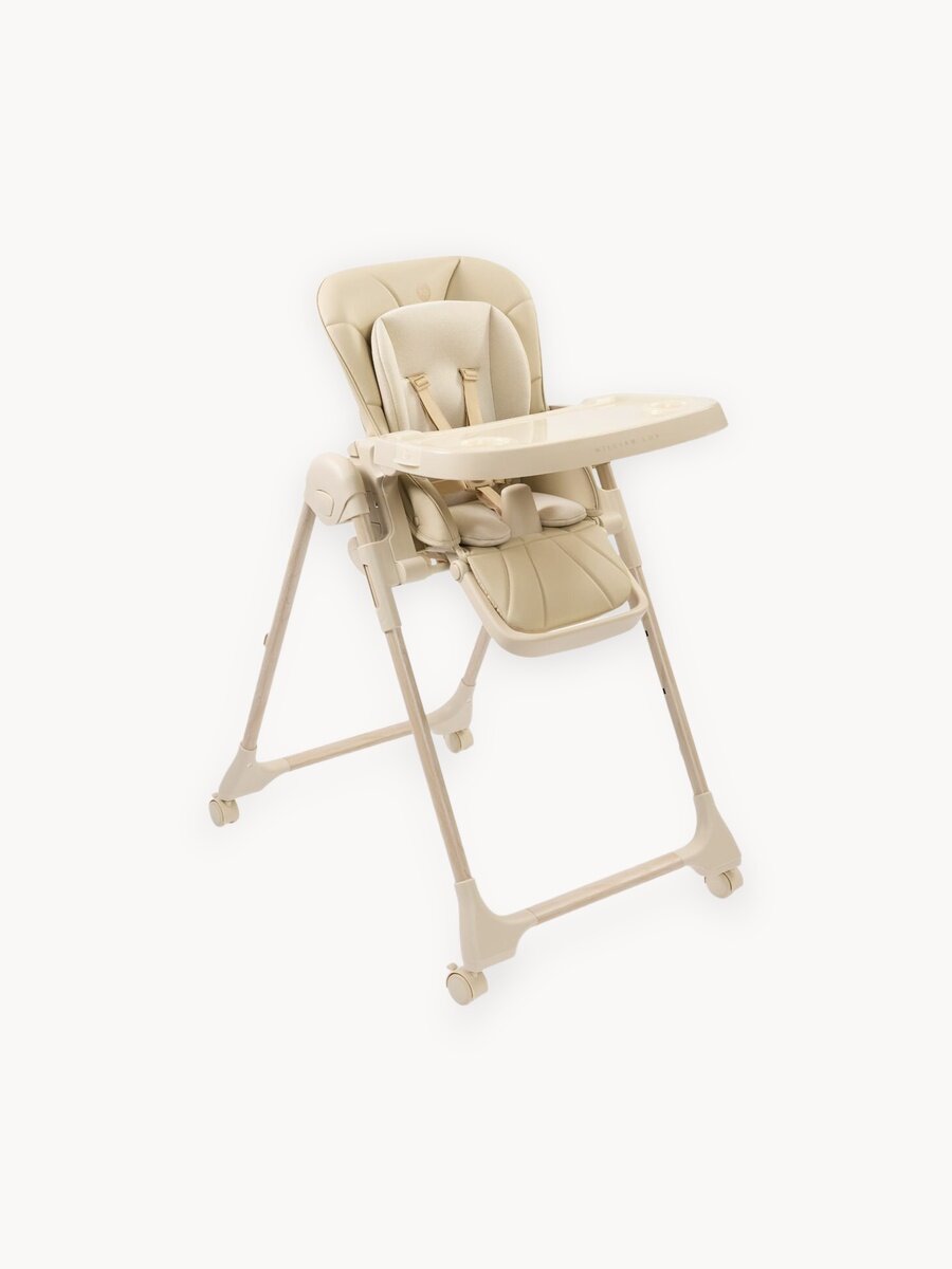 Стульчик для кормления Happy Baby WILLIAM LUX, детский стульчик, до 20 кг, 4 поворотных колеса, бежевый