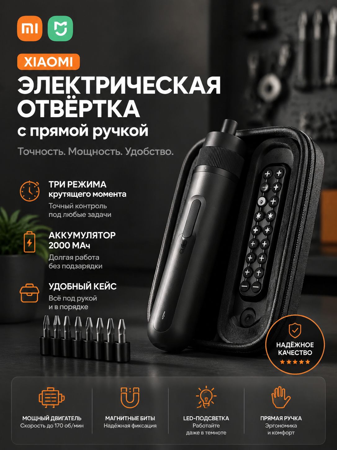 Аккумуляторная отвертка xiaomi Mijia Electric Screwdriver 4 Nm 18 in 1 (MJDDLSD004QW)