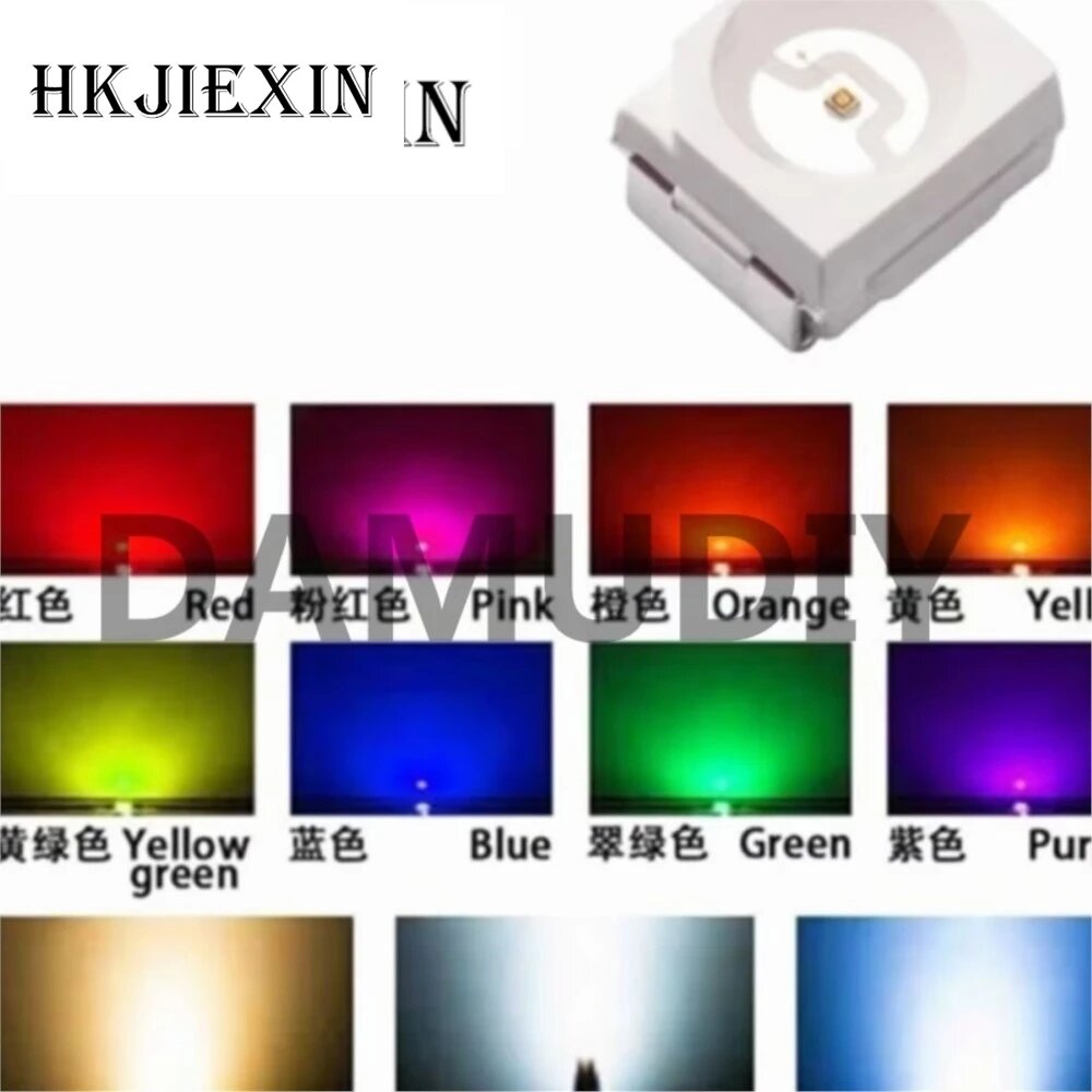 SMD LED диоды JX 3528 1210 RGB набор из 100 штук Нефритовый зеленый