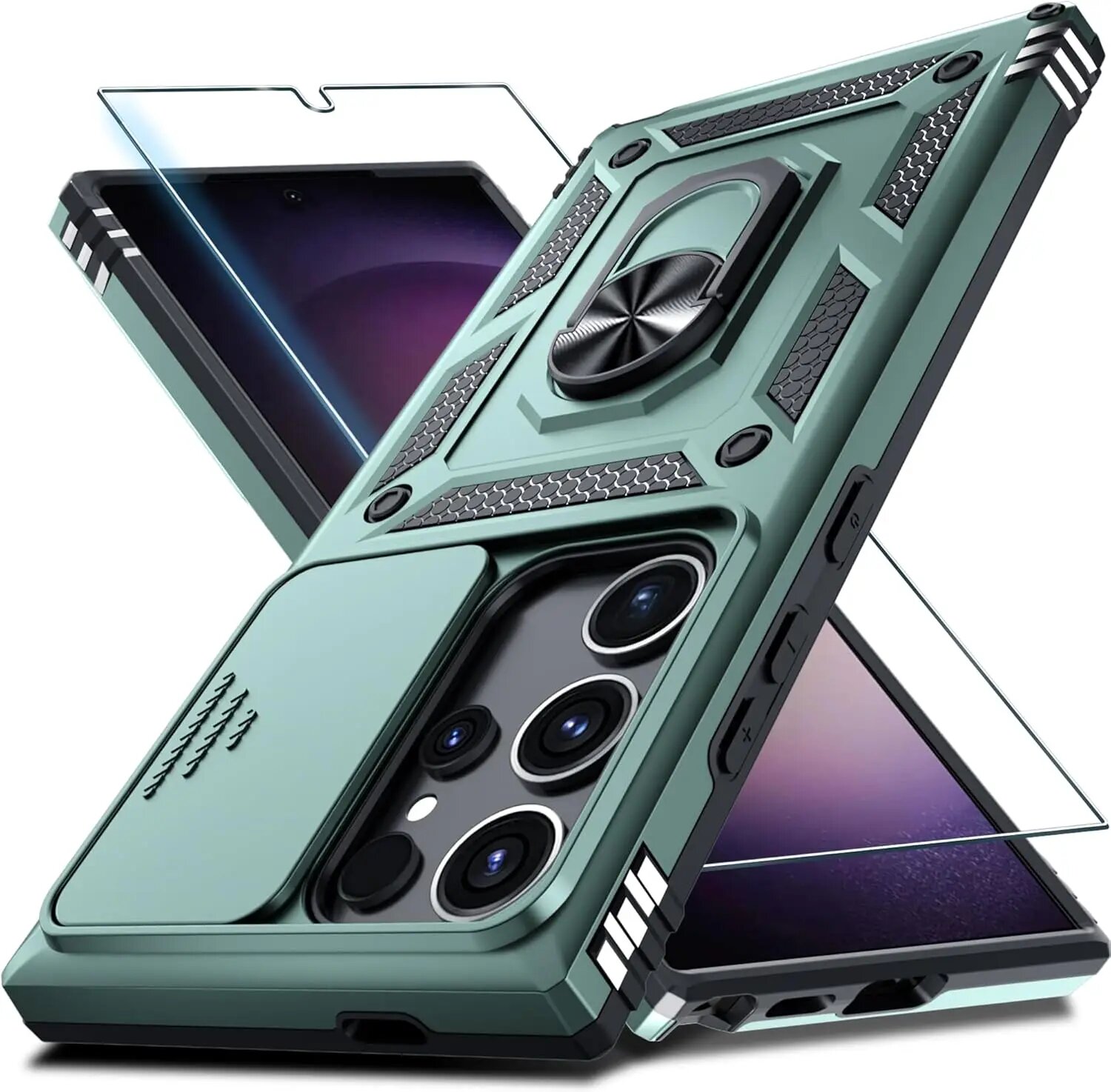 Противоударный Защитный Чехол Для Samsung S26 Ultra S25 S24 S23 FE Galaxy S23 Ultra, Зеленый, Green