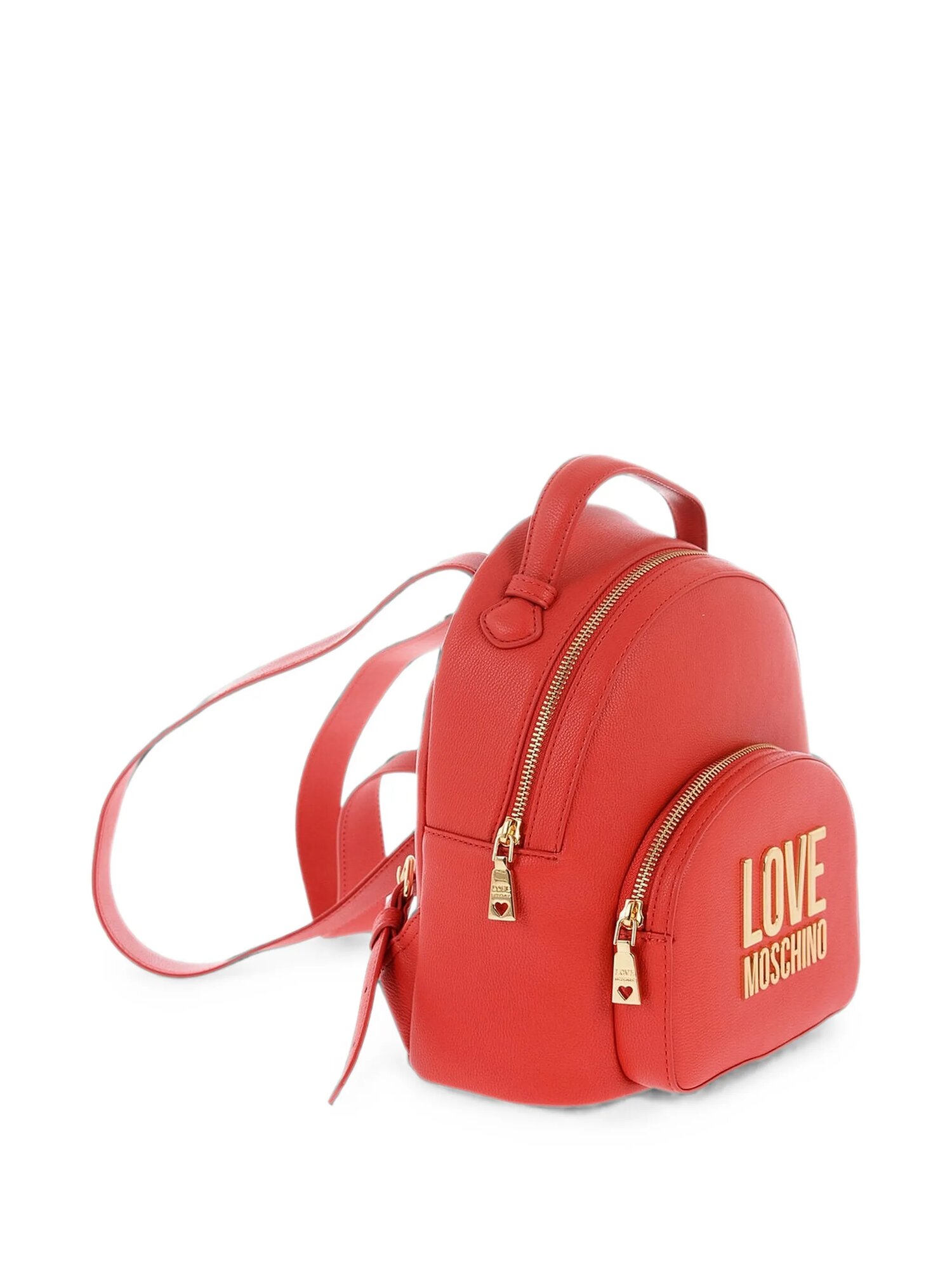 Сумка MOSCHINO Logo-plaque pebbled-effect backpack, red — фото 1