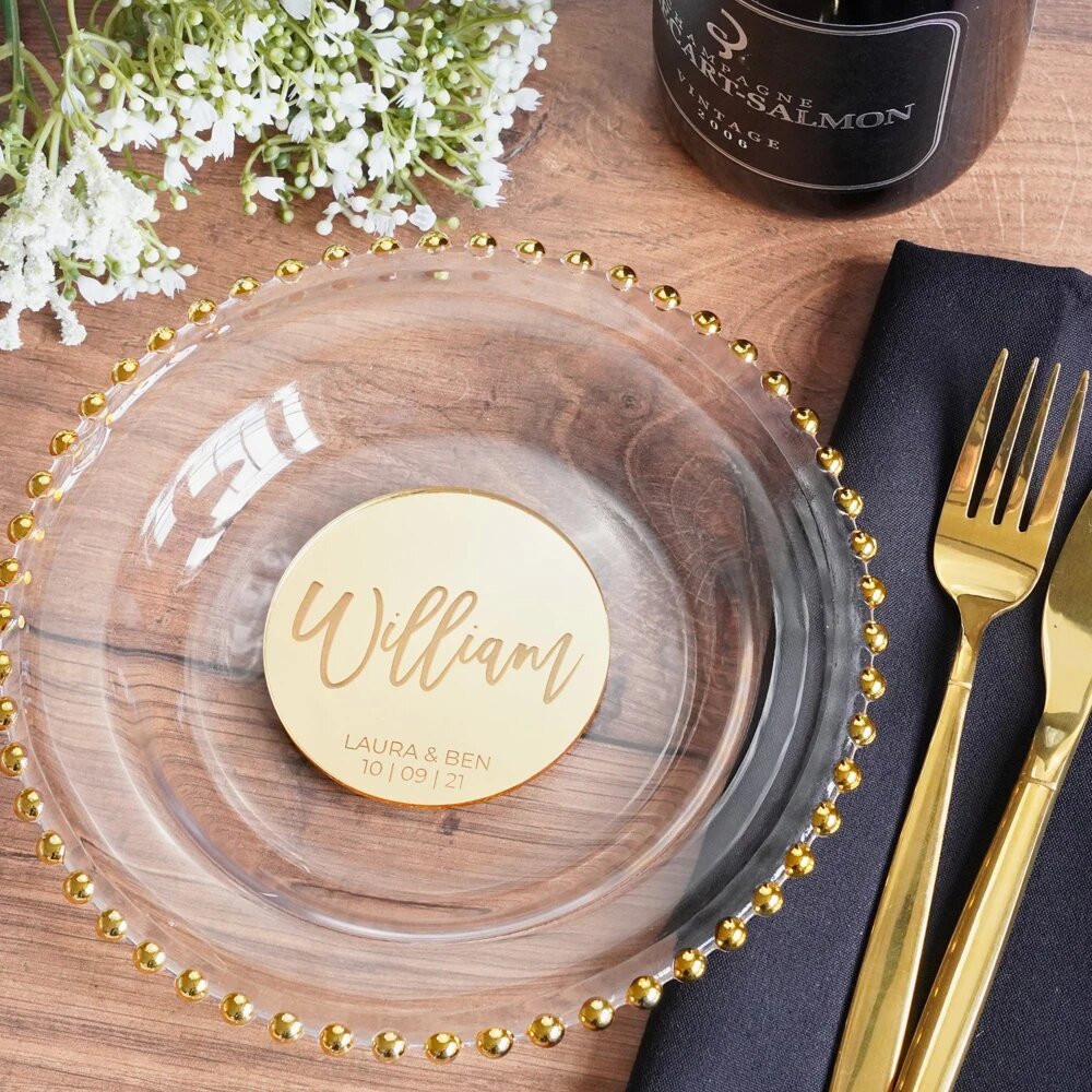 Персонализированные именные подставки под стаканы для свадьбы 50pcs, Rose Gold- S1