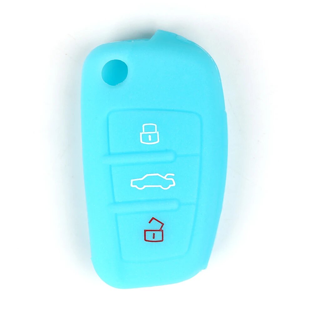 Силиконовый чехол для автомобильного ключа Audi A4 B7 A6 C5 C6 A1 A3 8P TT Q3 Q2 Sky blue, Голубой