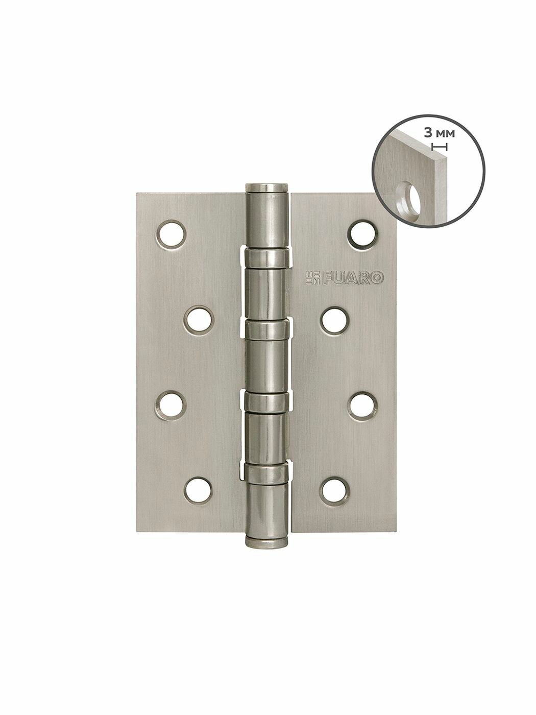 Комплект 4 шт. - Петля Fuaro (Фуаро) универсальная HEAVY IN4400U SN (матовый никель) 100х75х3 мм