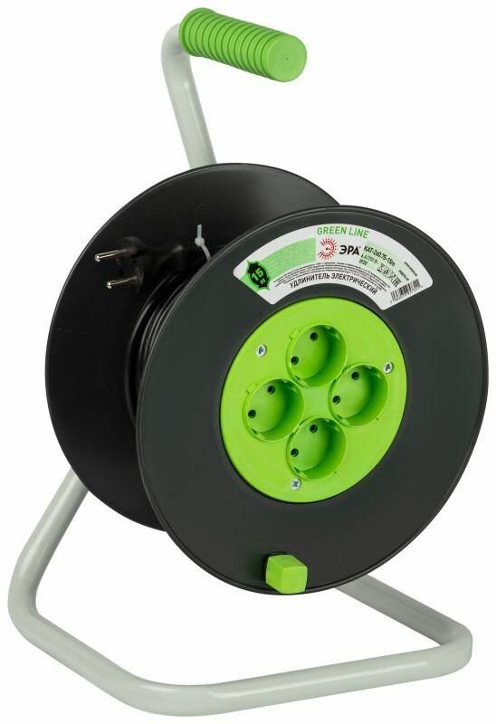 Удлинитель на пластик. катушке 4х15м без заземл. KAT-2x0.75-15m Greenline ПВС 2х0.75 Эра Б0065052