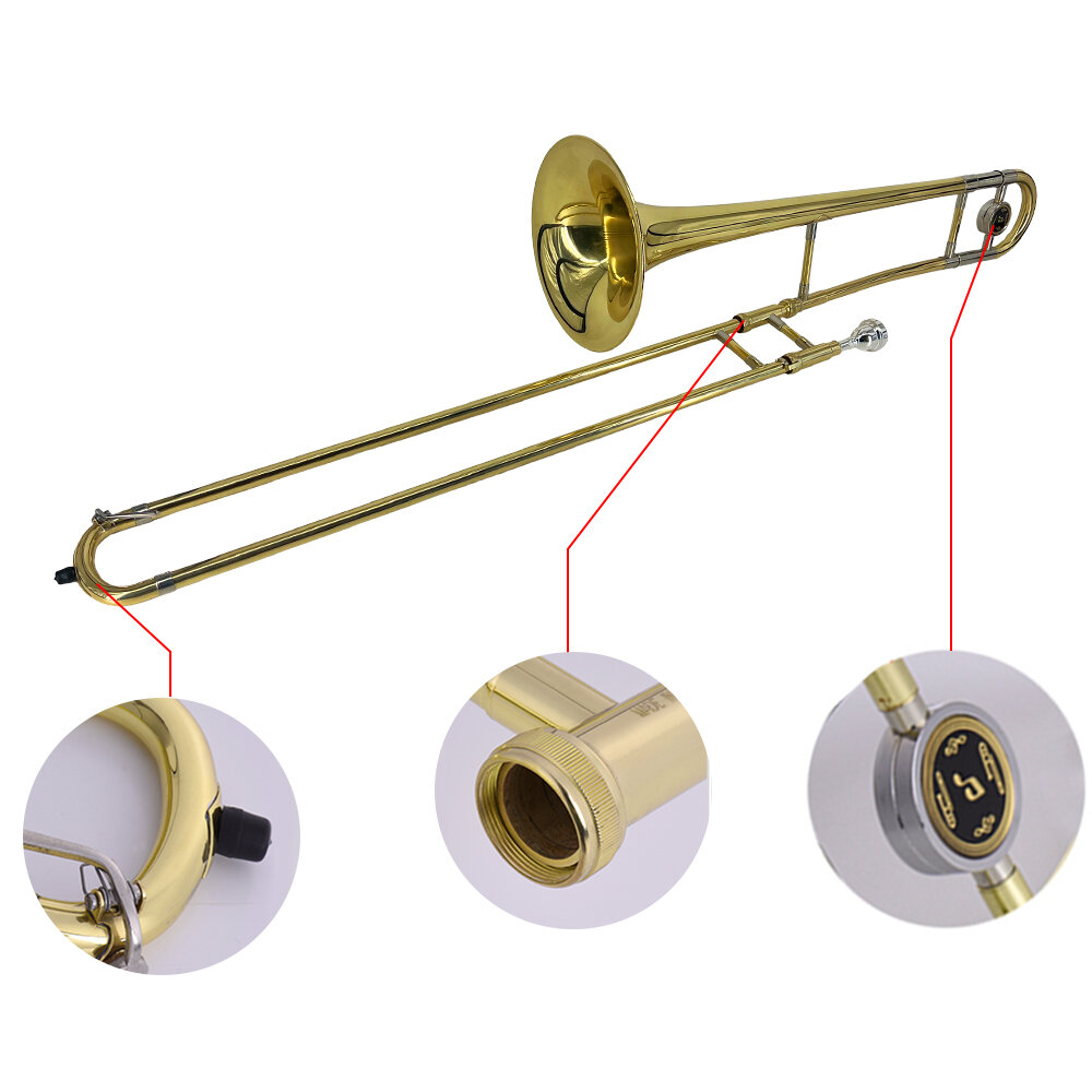 Альт-тромбон B-бемоль латунный золотой лак для студентов и начинающих с мундштуком и перчатками