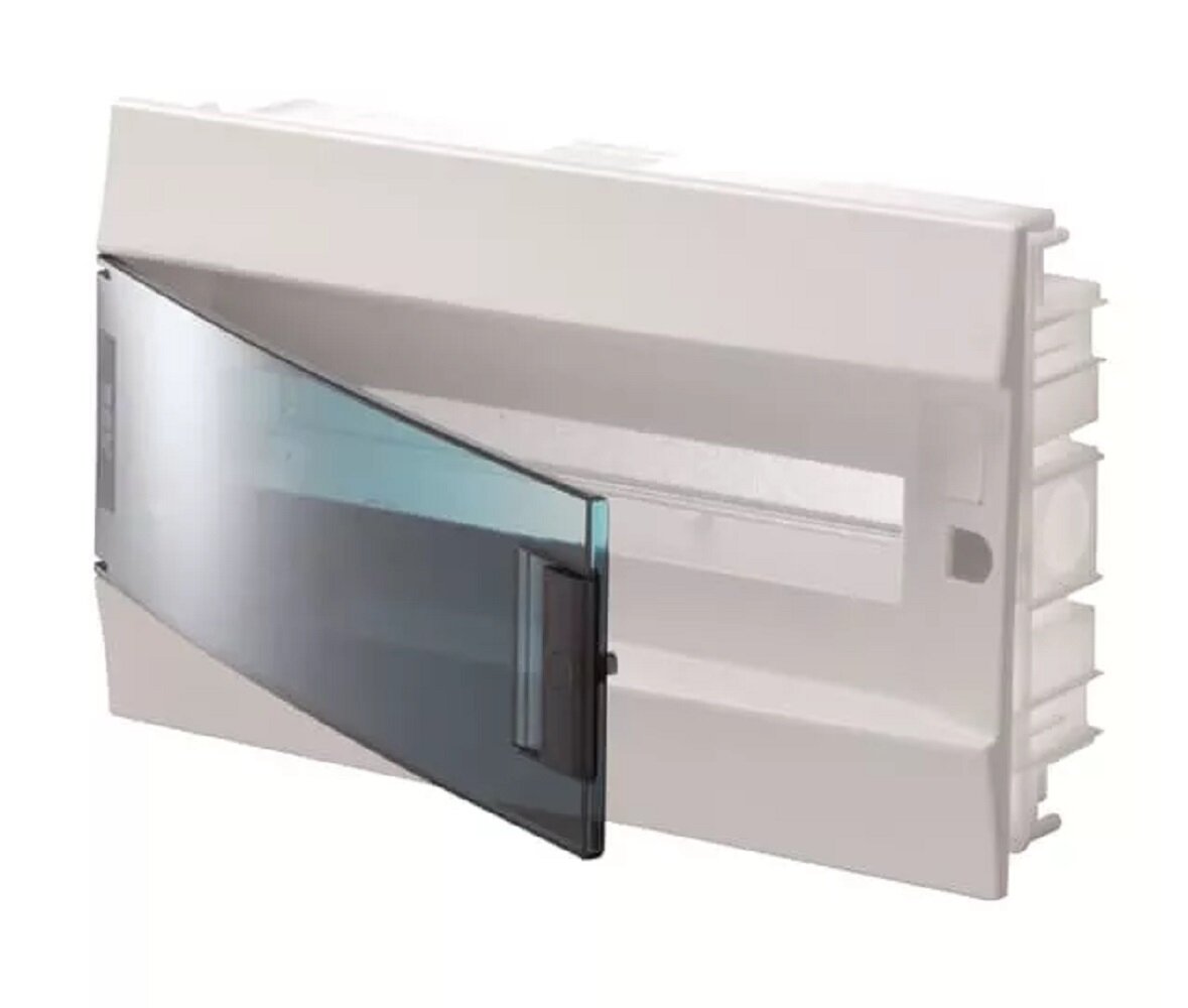 ABB Бокс в нишу Mistral41 18М зеленая прозрачная дверь (c клеммами), арт. 1SLM004101A1204