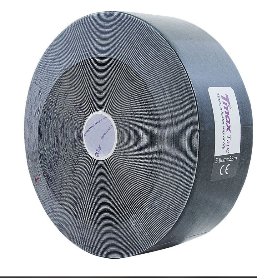 Кинезио тейп хлопок Tmax Extra Sticky 5см x 22м, черный