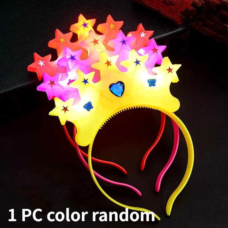 Светодиодная лента для волос с короной и сердцем 2color random