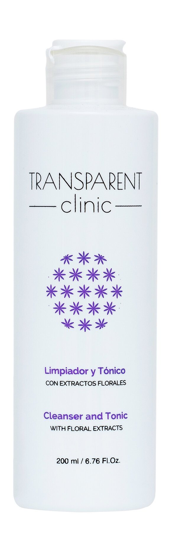 TRANSPARENT CLINIC Очищающее средство и тоник с цветочными экстрактами, 200 мл