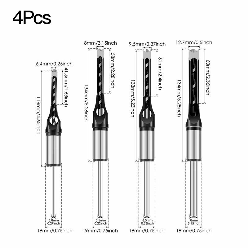 Сверло для квадратных отверстий, сверло-стамеска, 6.4-8-9.5-12.7 мм-CHUNQUE