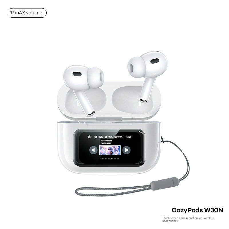 Pearl White W30N Bluetooth 5.4 беспроводные наушники с двойным шумоподавлением и дисплеем