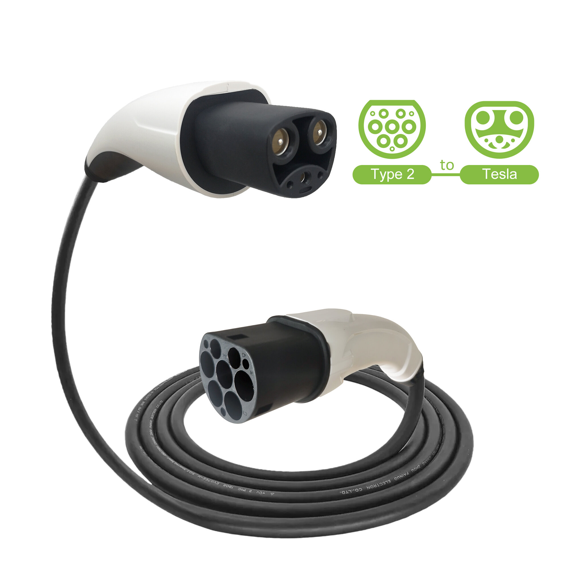 Кабель зарядный для электромобиля Tesla из США Type2-NACS, 7 кВт, однофазный, длиной 5 метров
