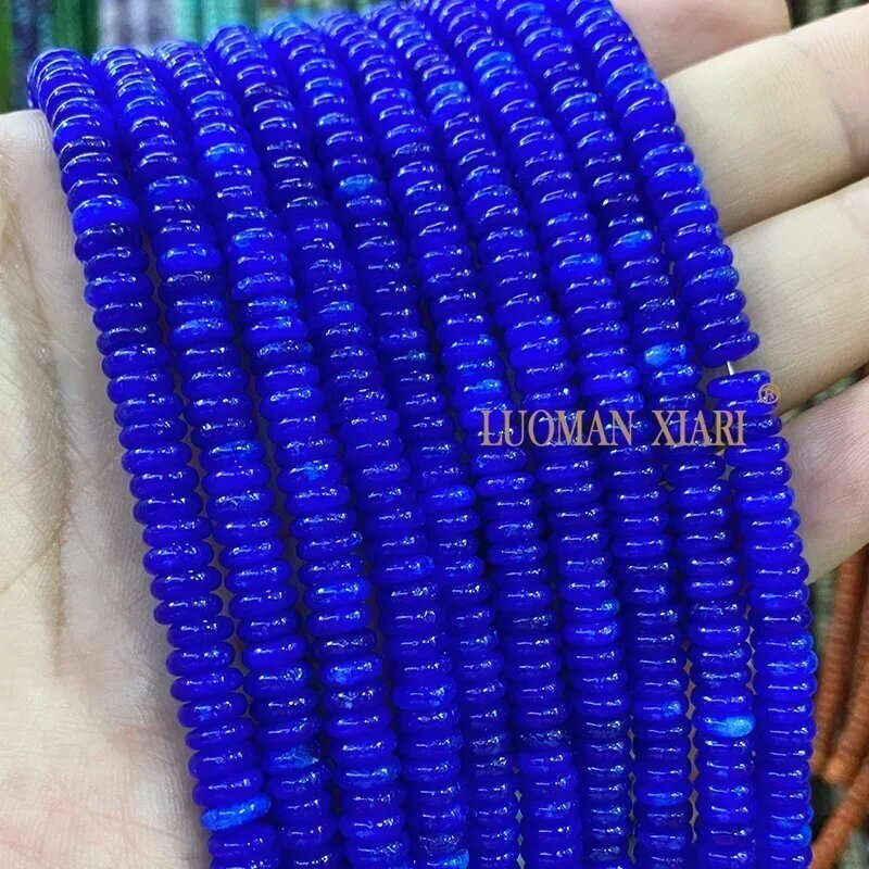 Натуральные бусины турмалин халцедон LUOMAN XIARI 2x6 мм Фиолетовый, 2x6mm 75-80pcs, dark blue 43