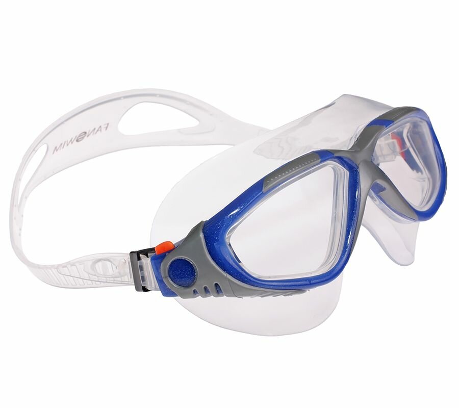 Очки-маска для плавания FanSwim T19, прозрачные линзы, синий/серый
