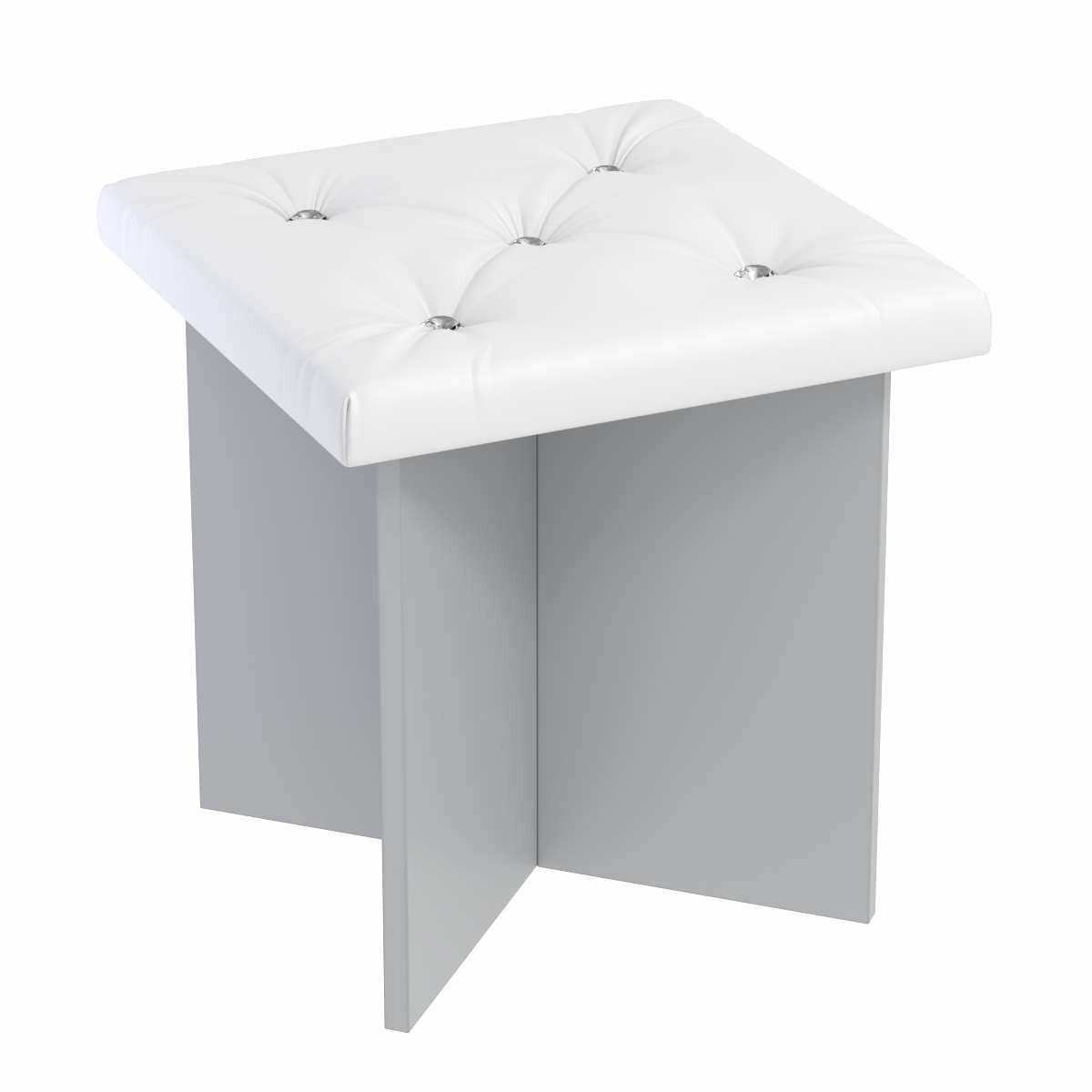 Пуфик серии основа - экокожа белая гладкая №1 (карета - стразы), Серый. Производитель товара - компания ТОБ.