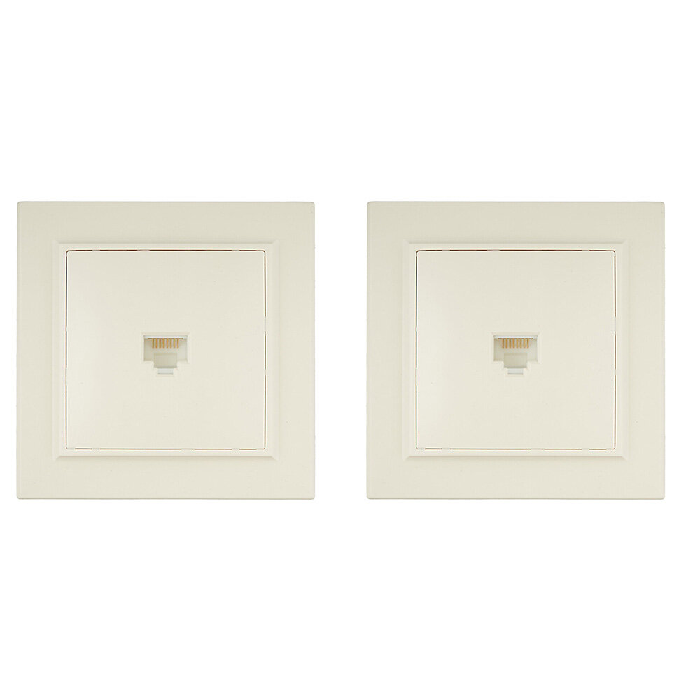 Розетка компьютерная встраиваемая бежевая RJ45 (ERK01-035-20) (2 шт.)