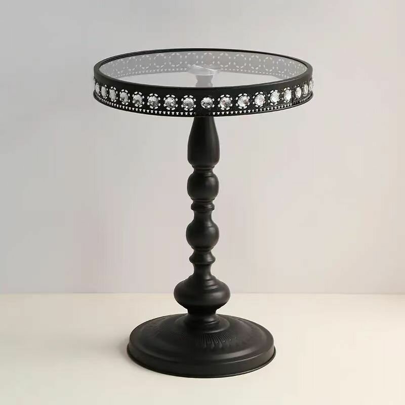 Журнальный столик "Драгоценные камни", стекло, металл, черный, классический стиль, 40х40х56 см