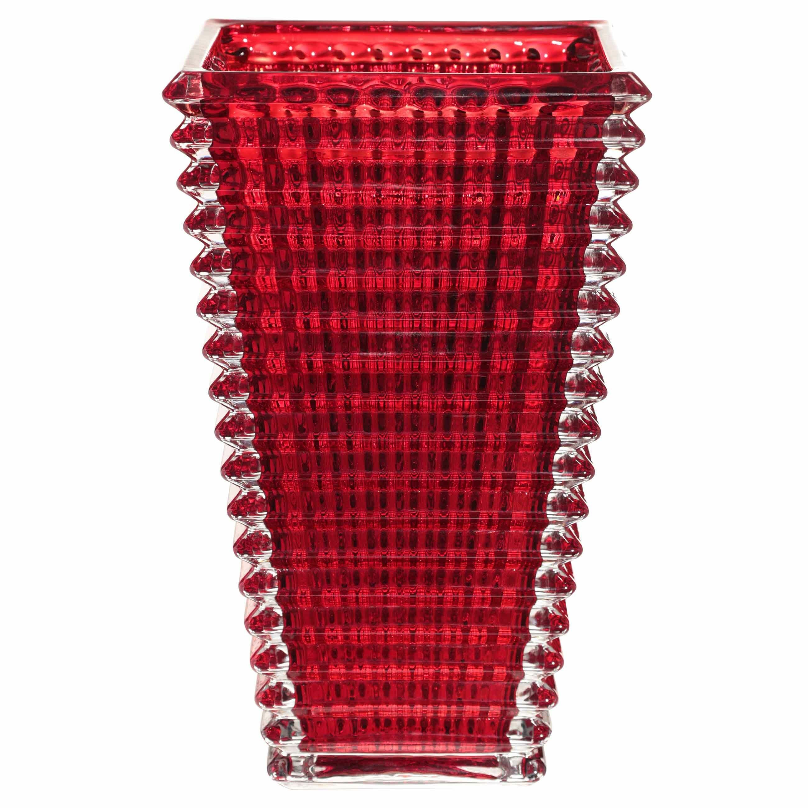 (W)Ваза для цветов, Kuchenland, 28 см, стекло Р, красная, Mosaic color